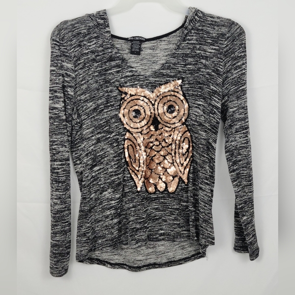 Miss Chievous | Tops | L Miss Chievous Sequin Owl Hoodie | Poshmark
